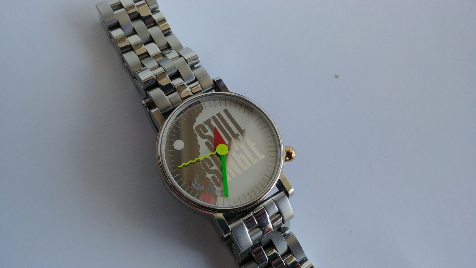 ALAIN SILBERSTEIN WATCH with steel bracelet. "Still Single". Made in ...