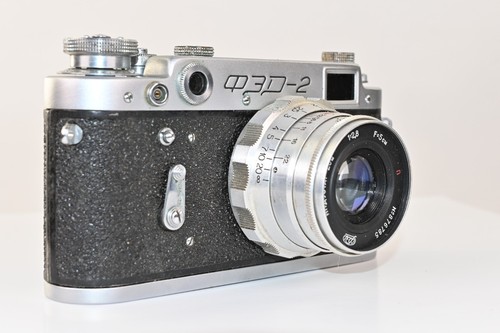1959 USSR "FED 2" camera + Industar-26m lens f2.8/50 with brown Leather ...