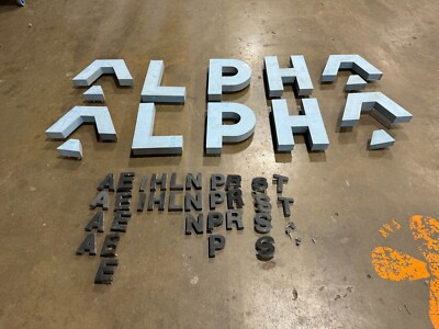 Vintage Aluminum Metal Sign Letters LOT, Large ALPHA 15” High and 4 ...