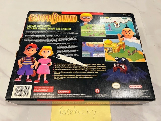 Earthbound (SNES Super Nintendo) MINT COMPLETE W/GUIDE NEW SCRATCH N ...