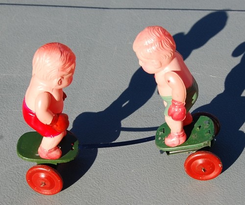 Very nice antique celluloid Baby Boxers wind up toy, It still works! | eBay