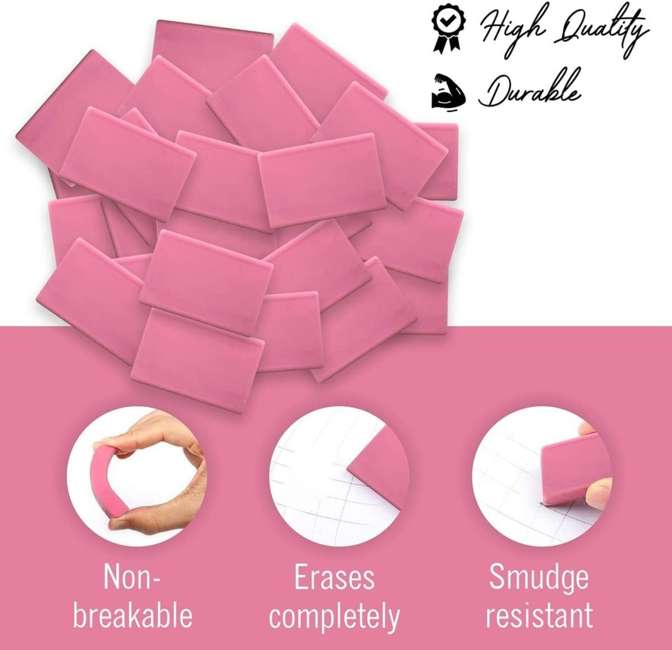 Pink Erasers, 40 Count, Latex Free Eraser for Kids, Square 40 | eBay