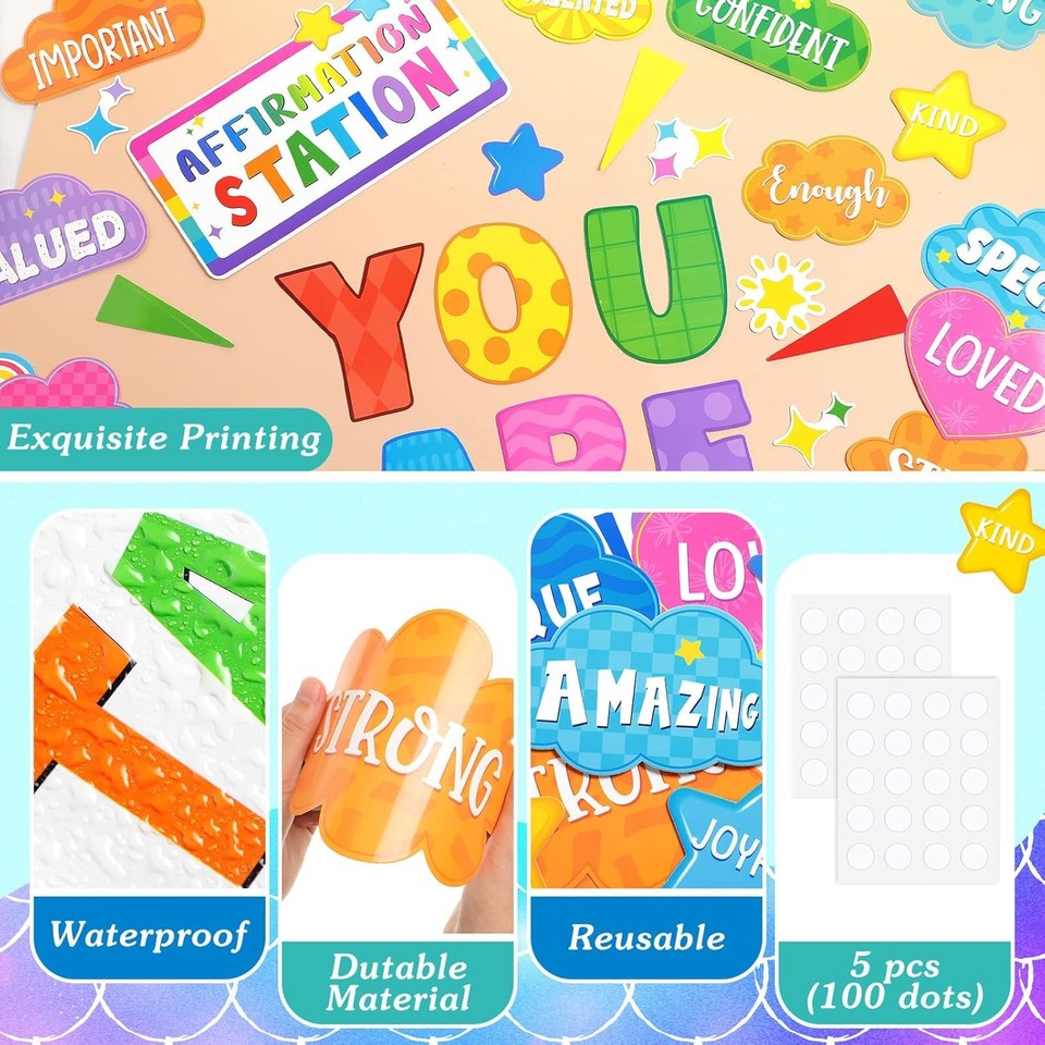 45pcs Bright Affirmation Station Bulletin Board Set Motivational ...