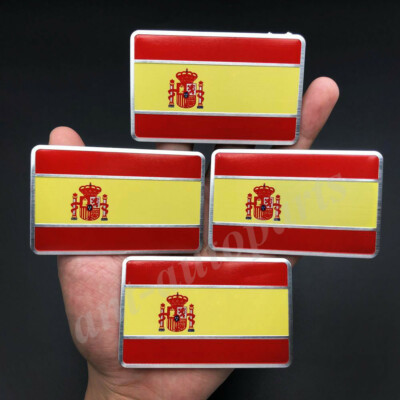 4x Metal Spain Spanish Flag Car Emblem Badge Motorcycle Sticker Decals ...