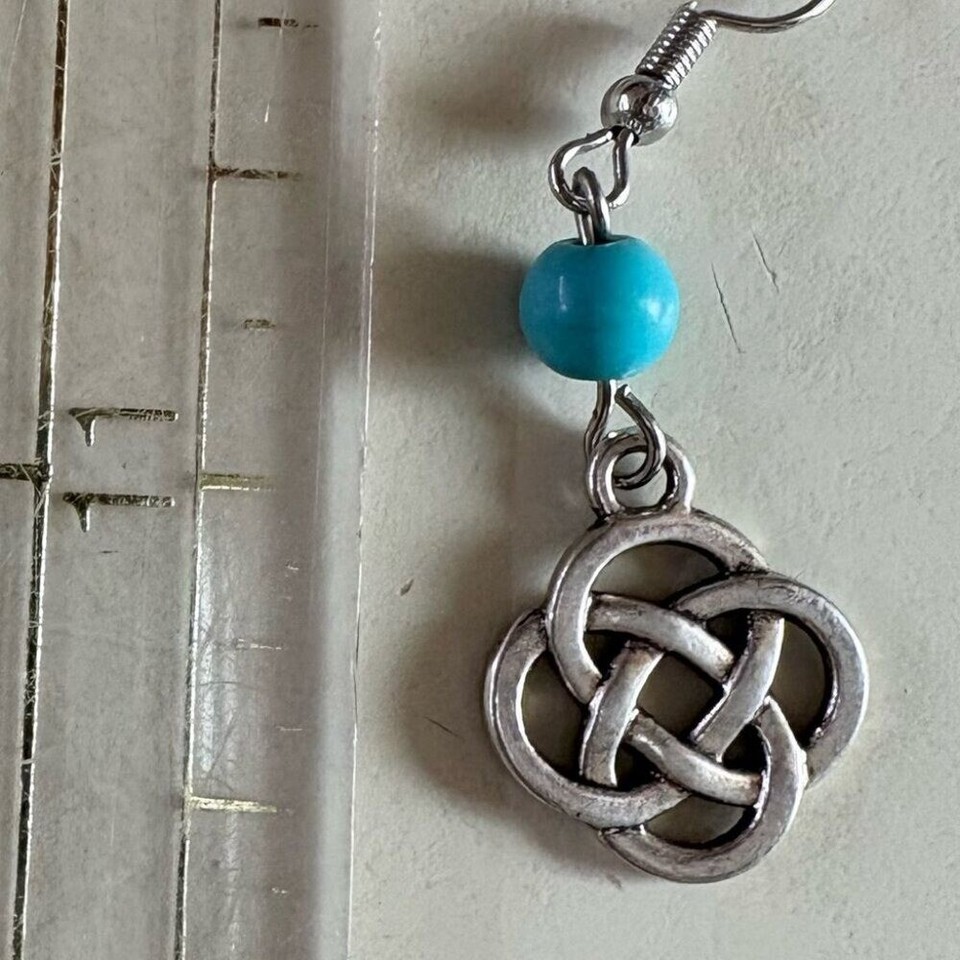 ARTISAN - Silver Tone Celtic Knot Charm Bead Earrings - 1.5" | eBay