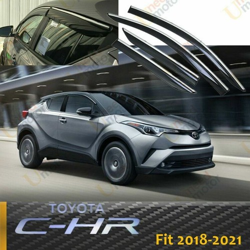 FOR 2018-2021 Toyota CH-R CHR WINDOW VISORS RAIN DEFLECTOR CHROME TRIM ...