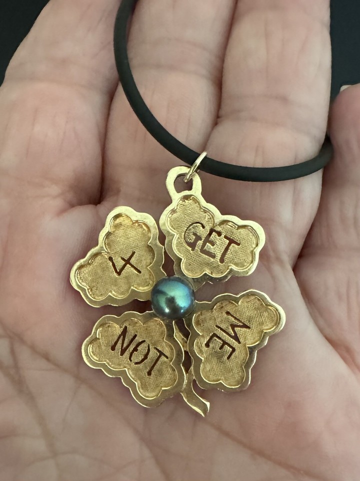 RARE Vintage 14k 4-leaf Clover Charm "4 get me not" (Cut Out Letters ...