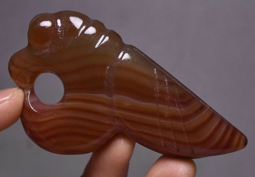 8CM China Hongshan Culture Agate Carve Flight Animal Bird Parrot Amulet ...