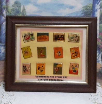 Framed Set of 12 Vintage USPS Commemorative Stamp Pins - Disney ...