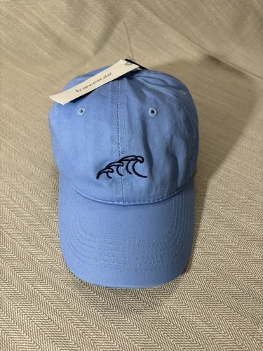 Cotton Baseball Cap Dad Hat Adjustable Baby Blue with Navy Blue Wave | eBay