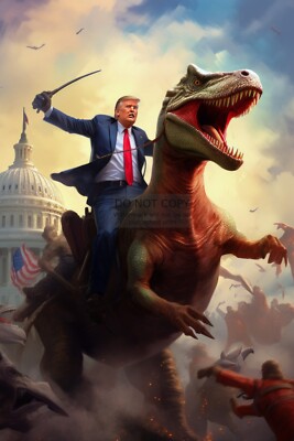 PRESIDENT DONALD TRUMP RIDING T-REX AT THE CAPITOL 4X6 PHOTO POSTCARD ...