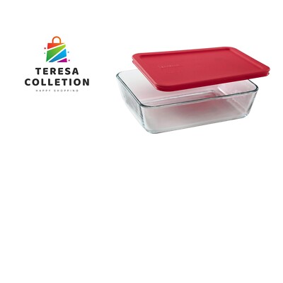 PYREX Containers Simply Store 6-cup Rectangular Glass Food Storage Red ...