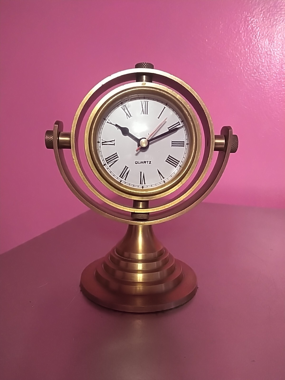 Brass 7 Inch Swivel Gyroscope Desk Clock | eBay