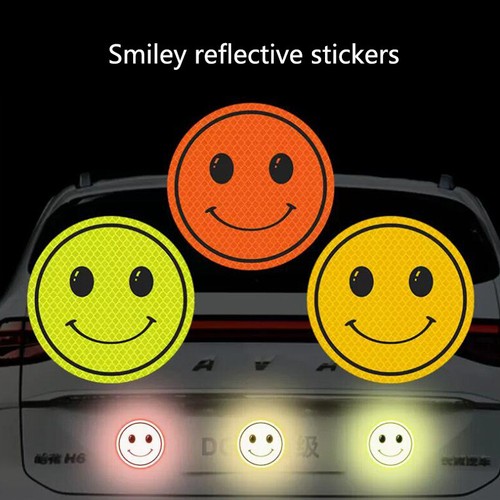 Funny Smile Face Reflective Sticker Bicycle Bike Scooter Sticker Night ...