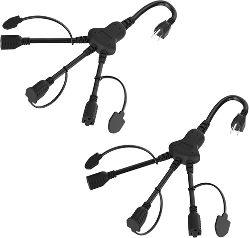 3 Way Power Extension Cord Y Splitter Cable 1.5 Ft/2 Pack-3 Prong 1 to ...