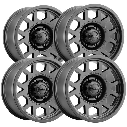 (Set of 4) Ultra 114 The Chief 18x9 6x5.5" +12mm Satin Black Wheels ...