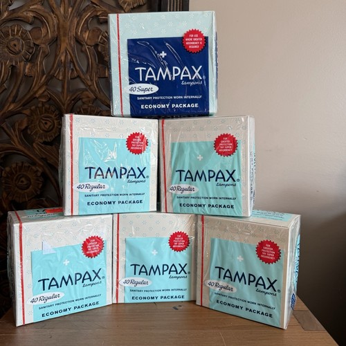 Lot Of 6 Vintage 60s TAMPAX Tampon Box 40 Count Cellophane Film Stage ...