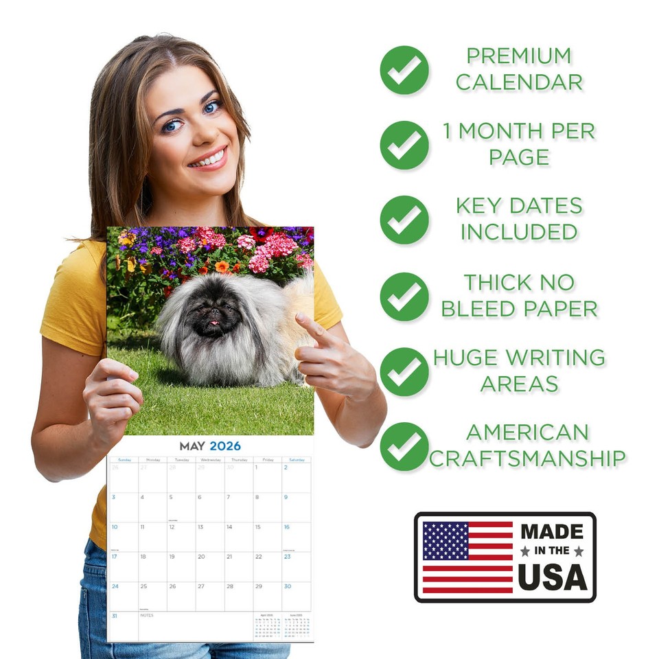 Pekingese Calendar 2026 - Dog Breed Wall Calendar - Made in the USA! | eBay