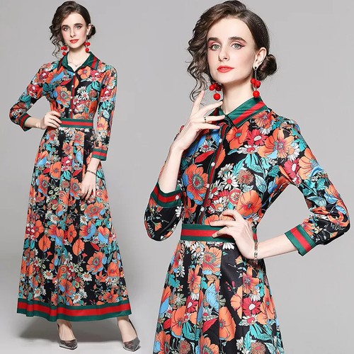 Robe Femme Élégant Doux Vert Long Coloré Satin Gipsy 8941 | eBay