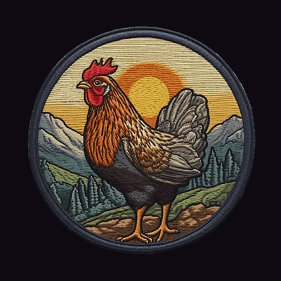 Chicken Patch Iron-on Applique Farm Animal Badge Rooster Duck Pond Bird ...