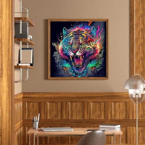 5# 5D DIY Full Round Drill Diamond Painting Tiger Kit Art Home ...