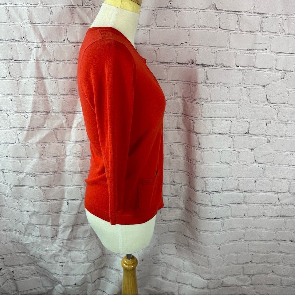 talbots prima cotton blend orange/red cardigan sz small preppy business ...