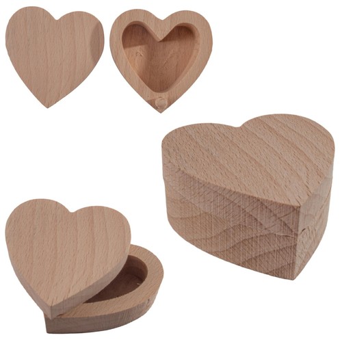 Plain Wooden Heart Shaped Ring |5.5x5.5x2.5cm| Jewellery Mini Storage ...