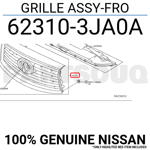 623103JA0A Genuine Nissan GRILLE ASSY-FRO 62310-3JA0A | eBay