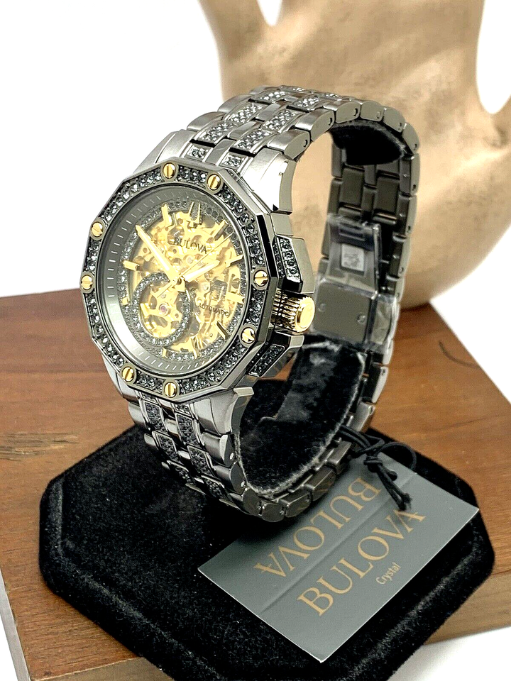 Bulova Men's Watch 98A293 Automatic Skeleton Dial Black Gunmetal ...
