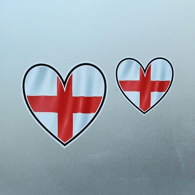 2x England English Flag Love Heart Vinyl Sticker Decals For Car Van ...
