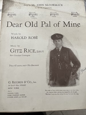 Dear Old Palm of Mine Gitz Rice John McCormack Sheet Music 1908 WWI | eBay