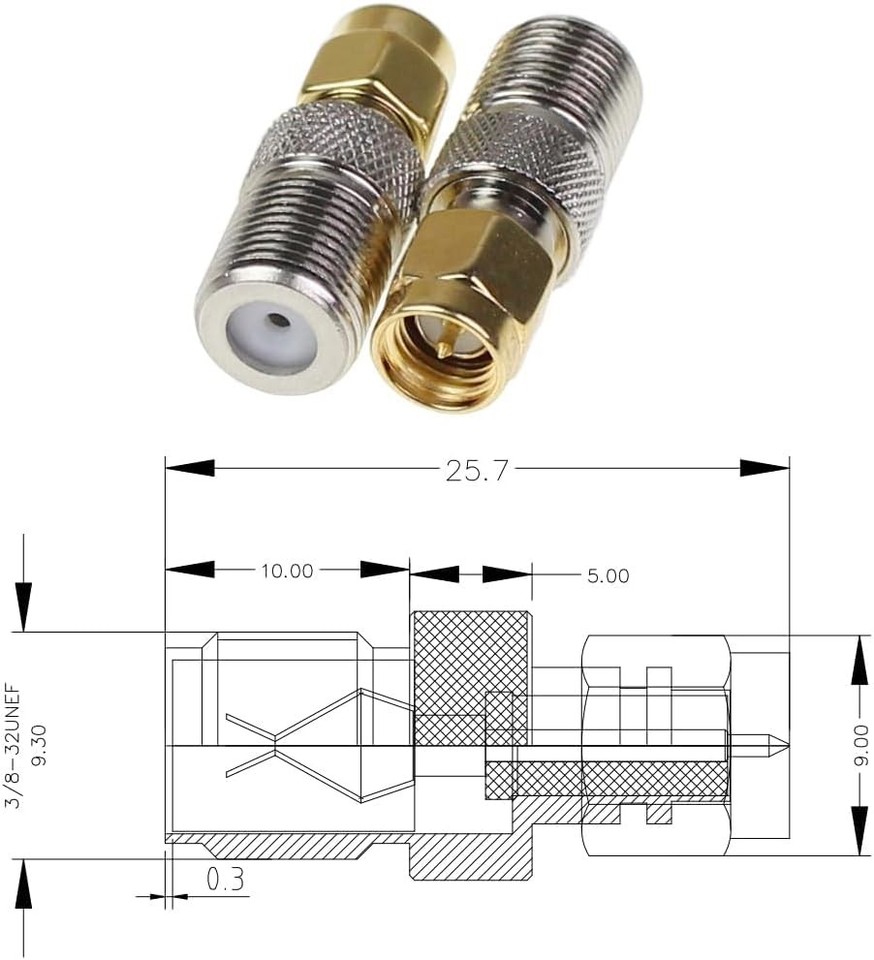 F Type to SMA Male Female Coax Connector Adapter 2Sets 6 Pcs Coaxial ...