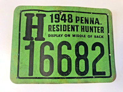 1948 Pennsylvania Hunting License Vintage PA Tag H Mark Deer Hunter | eBay