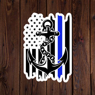 United States Navy sticker vinyl decal veteran anchor blue line ...