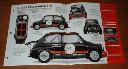 1964 FIAT ABARTH 1000TC ORIGINAL IMP BROCHURE 64 RACE SPECS INFO POSTER ...