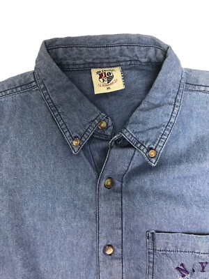 Joe College Authentic N.Y.U. college jean shirt, blue, size XL | eBay