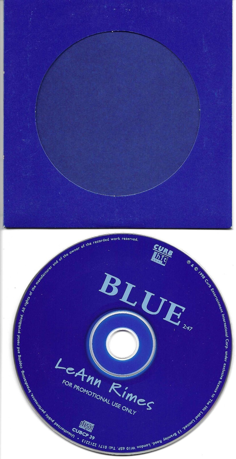LeANN RIMES Blue DIE CUT CARDED SLEEVE Europe PROMO DJ CD single USA ...
