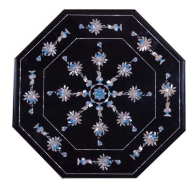 18" Decorative Marble Corner Table Top Inlay Work Handmade Art Home ...