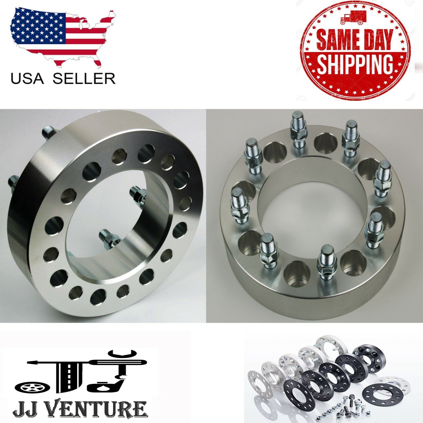 2PC 8X170 (6.7 INCH) 1.5" 14X2 CHROME WHEEL ADAPTERS FORD F250 F350 ...