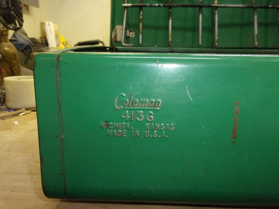 Vintage Coleman 413G 2 Burner Gas Camping Cook Stove W/Box Date 9-1969 ...