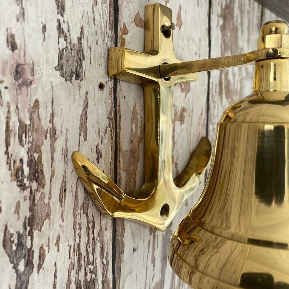 4 Inch Nautical Antique Brass Hanging Door Bell Decorative & Wall Mount ...