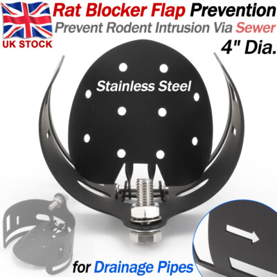 Stainless Rat Blocker Flap Prevention Stop 4" 100mm Drain / Sewer Valve ...