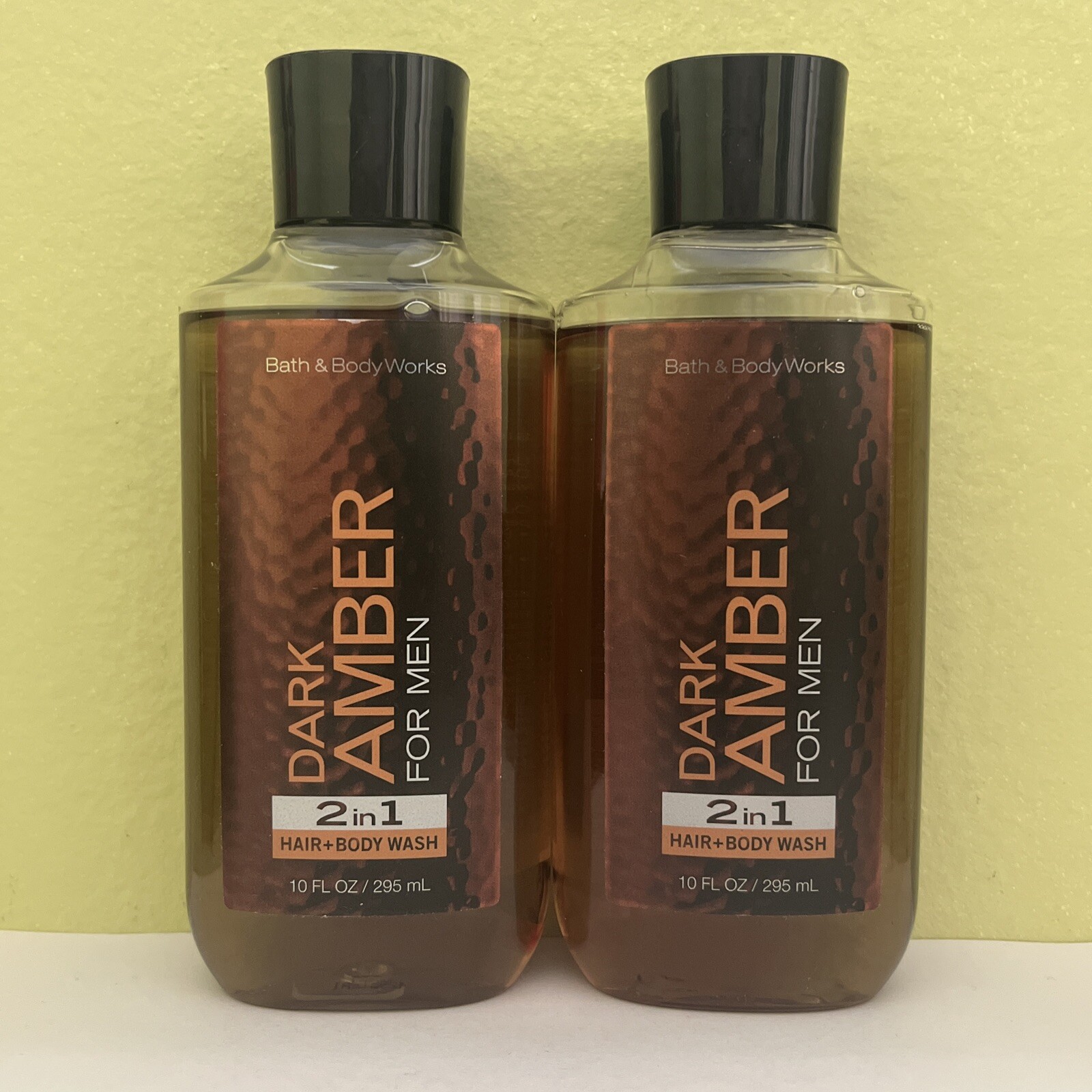(2) Bath & Body Works DARK AMBER 2-in-1 Hair & Body Wash for Men 10oz ...