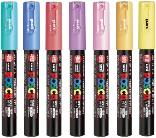 Uni Posca Paint Marker Pen, Fine Point, Set of 7 Natural Color (PC-1M ...