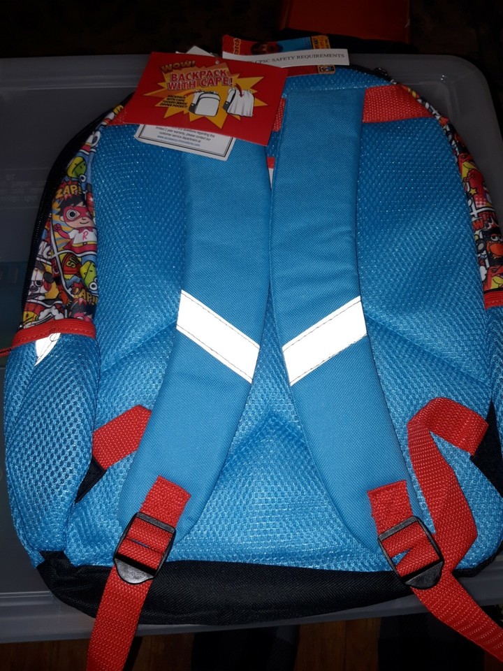 RYAN'S WORLD BACKPACK with CAPE 16 Inch Super Cool Kids NWT | eBay