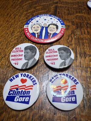 1992 BILL CLINTON AL GORE campaign pin pinback button political ...
