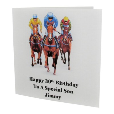 PERSONALISED Horse Racing Trio MALE BIRTHDAY CARD | eBay UK