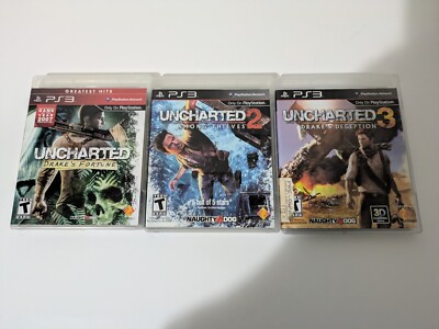 Uncharted 1 ,2, 3 Trilogy PS3 (Sony PlayStation 3) Bundle Lot Complete ...