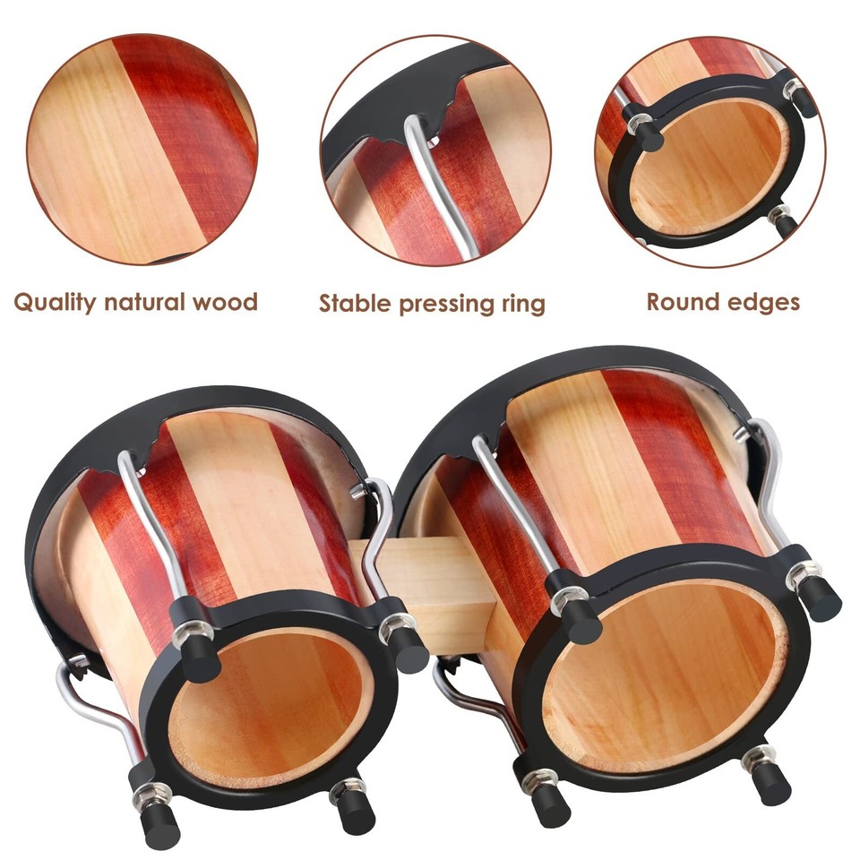 EastRock Bongo Drum 4” and 5” Bongos Drum Set for Adults Kids Beginners ...