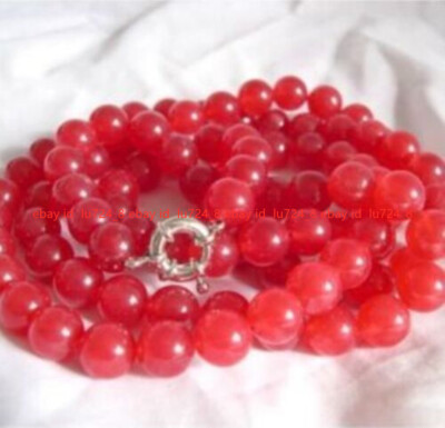 8mm Natural Red Jade Gemstone Round Beads Necklace Long 16-100'' AAA | eBay